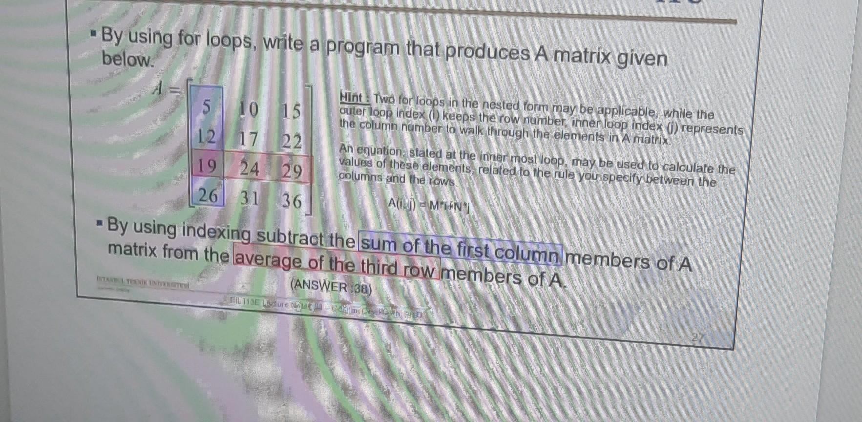 Solved - By using for loops, write a program that produces A | Chegg.com