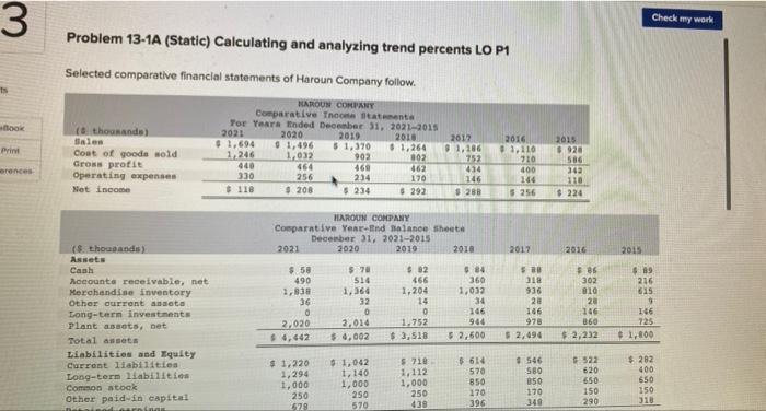 Solved 3 Check my work Problem 13-1A (Static) Calculating | Chegg.com
