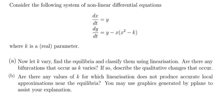 Solved Consider the following system of non-linear | Chegg.com