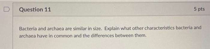 Solved Question 11 5 pts Bacteria and archaea are similar in | Chegg.com