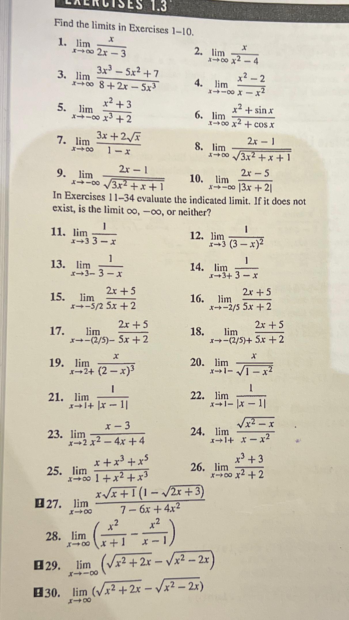 Solved Find the limits in Exercises | Chegg.com