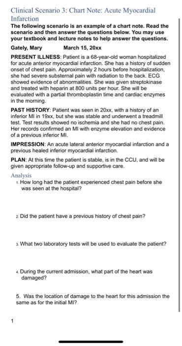 Solved Clinical Scenario 3: Chart Note: Acute Myocardial | Chegg.com