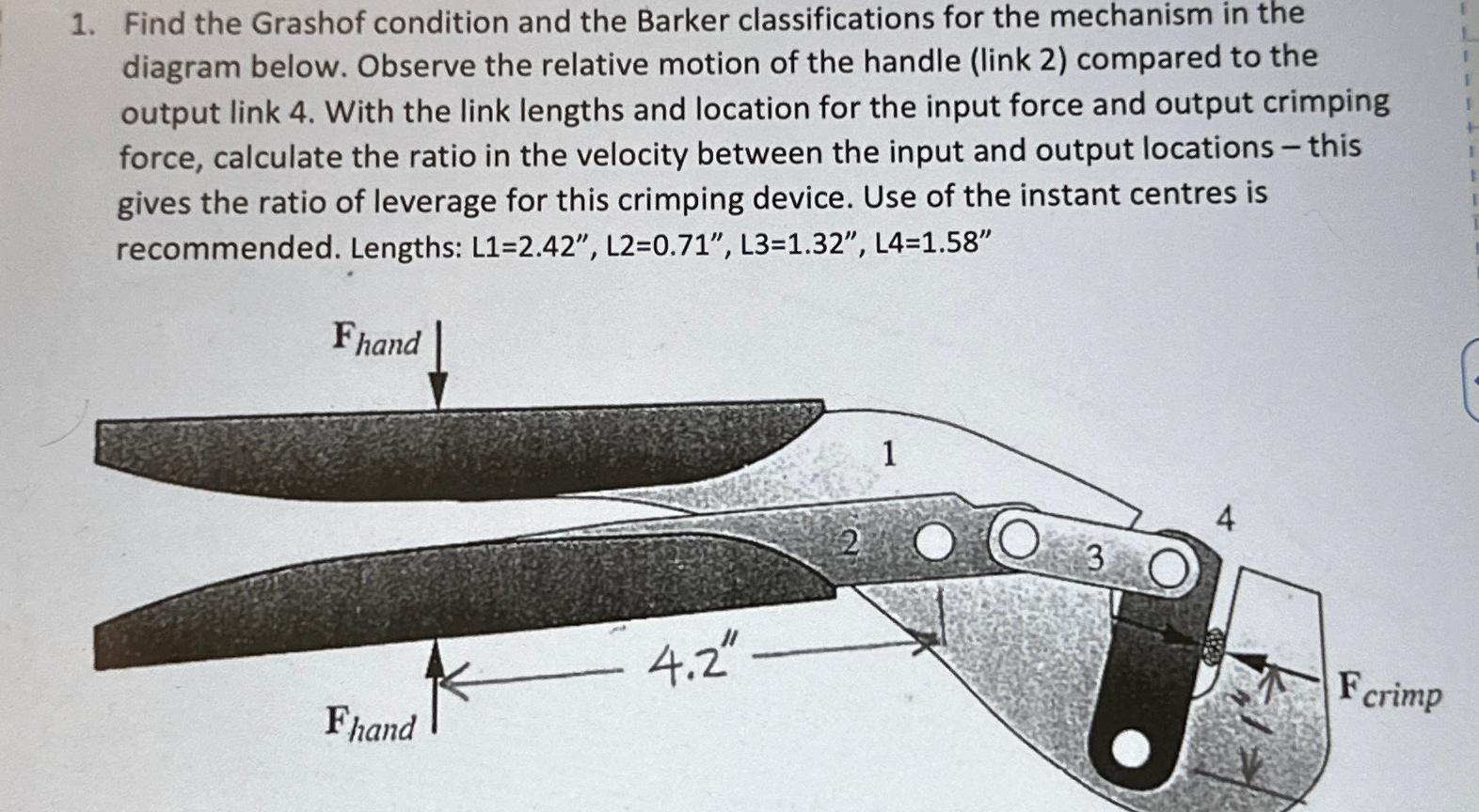 Solved Find the Grashof condition and the Barker | Chegg.com