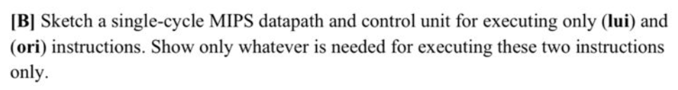 Solved [B] ﻿Sketch a single-cycle MIPS datapath and control | Chegg.com