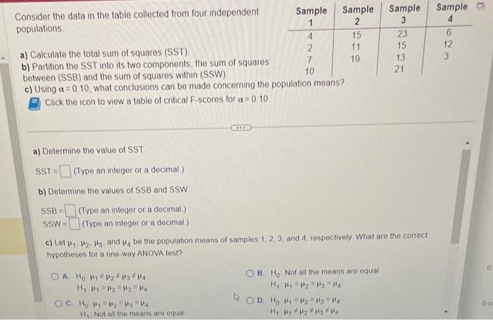 Solved Determine the value of SST SST = (Type an integer or | Chegg.com