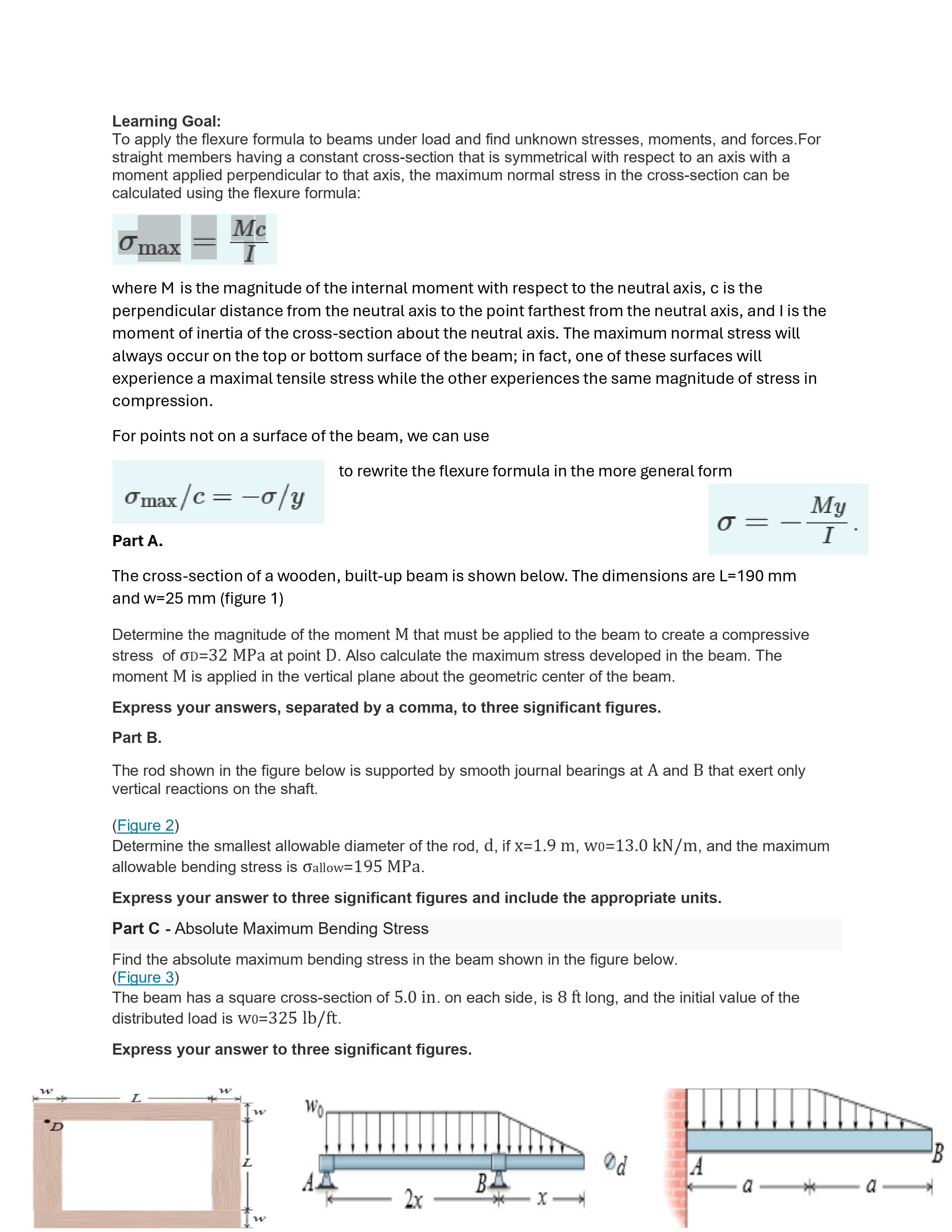 Solved Learning Goal:To apply the flexure formula to beams | Chegg.com