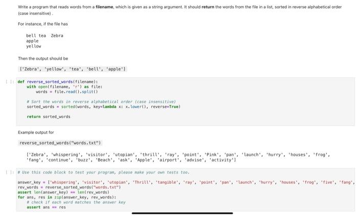 Solved Write A Program That Reads Words From A Filename