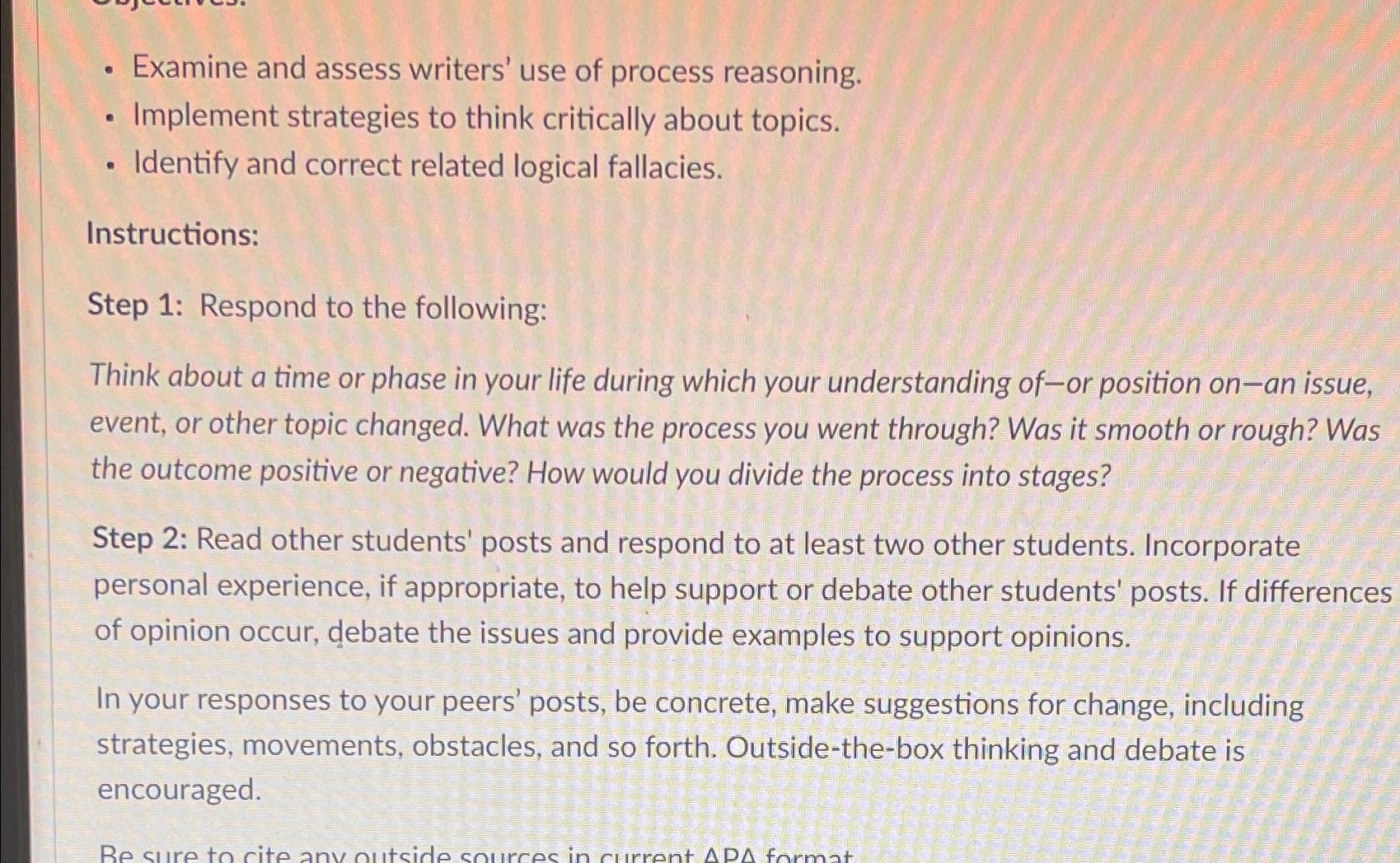 Solved Examine and assess writers' use of process | Chegg.com