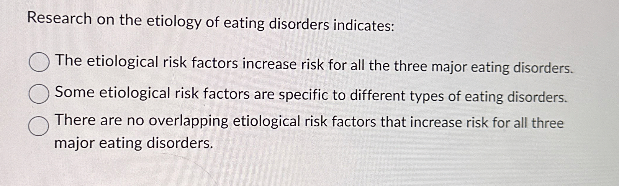 Solved Research on the etiology of eating disorders | Chegg.com