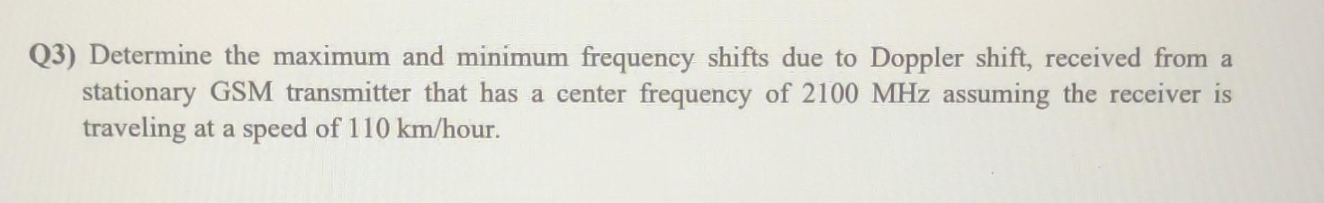 Solved 3) Determine the maximum and minimum frequency shifts | Chegg.com
