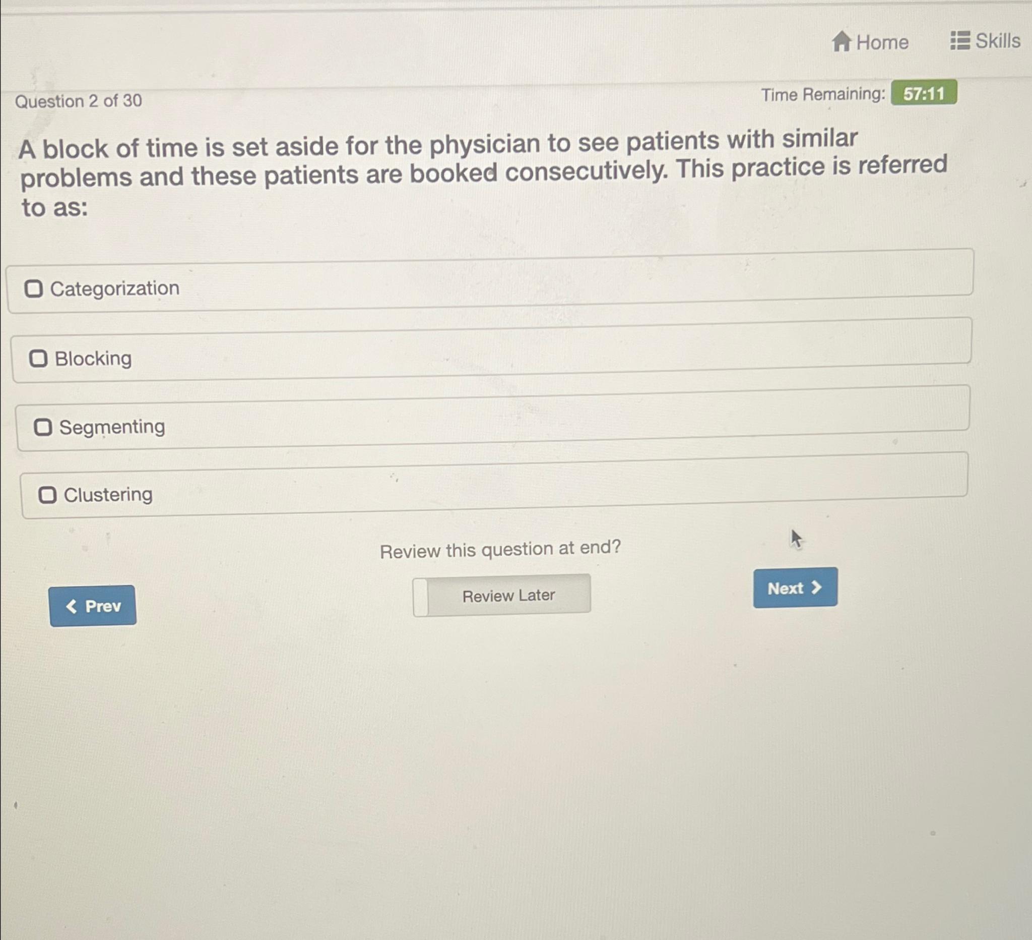 Solved HomeSkillsQuestion 2 ﻿of 30Time Remaining:A block of | Chegg.com