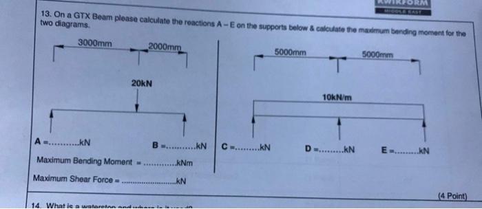 Solved 13. On a GTX Beam please calculate th | Chegg.com