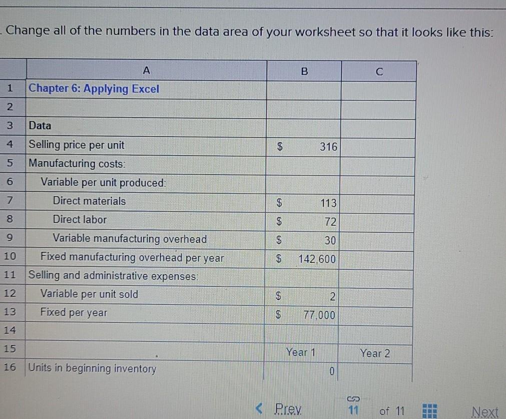 Solved Change all of the numbers in the data area of your | Chegg.com