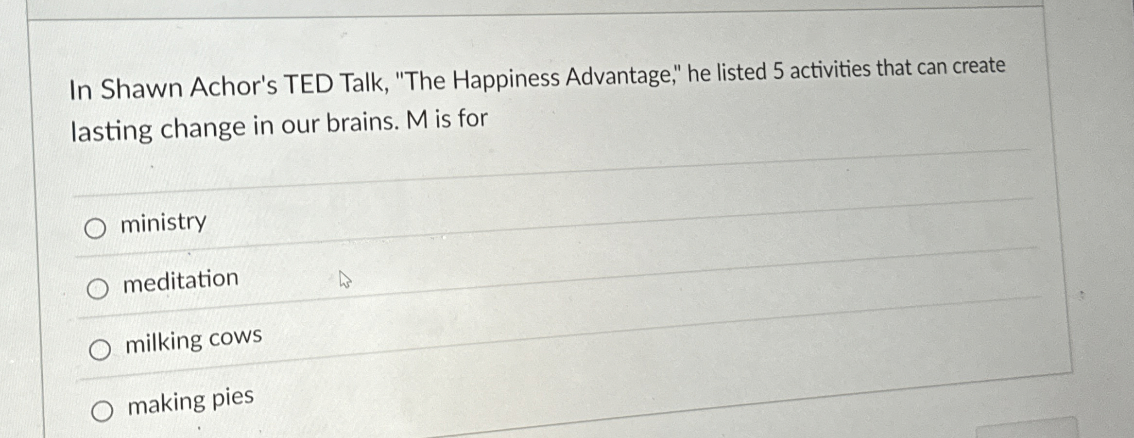 Solved In Shawn Achor's TED Talk, "The Happiness Advantage," | Chegg.com