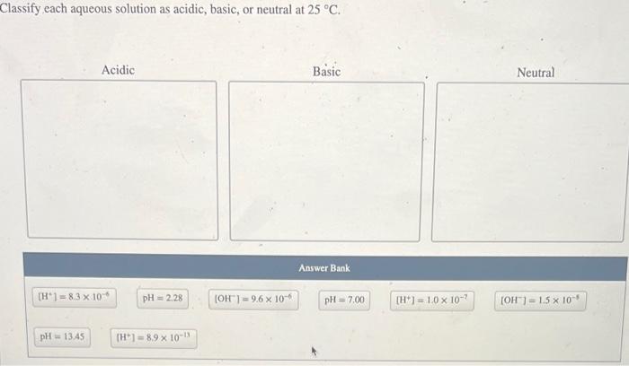 Solved Classify each aqueous solution as acidic, basic, or | Chegg.com