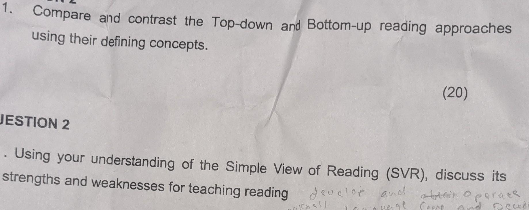 1. Compare and contrast the Top-down and Bottom-up | Chegg.com