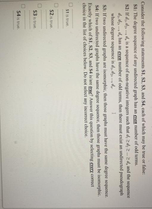 Solved *** Consider the following statements S1, S2, S3, and | Chegg.com