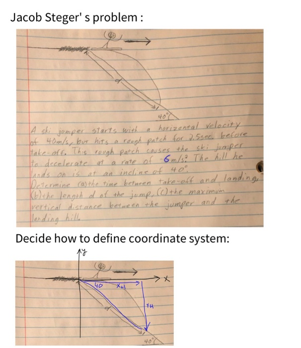 Solved Jacob Steger' s problem: 4000 A ski jemper starts | Chegg.com