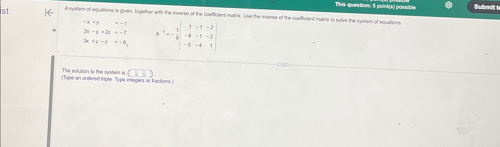 Solved This question: 5 ﻿point(s) ﻿possibleA system of | Chegg.com