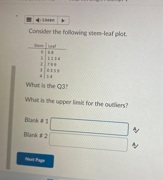 Solved Consider the following stem-leaf plot. What is the | Chegg.com