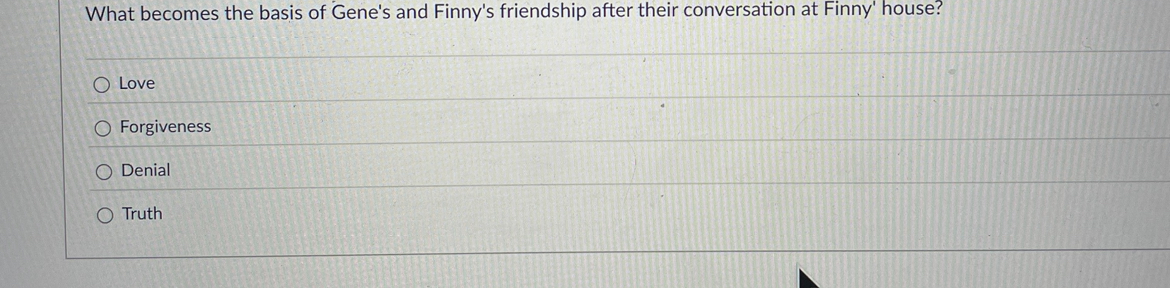 Solved What becomes the basis of Gene's and Finny's | Chegg.com