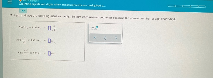 Solved Counting significant digits when measurements are | Chegg.com