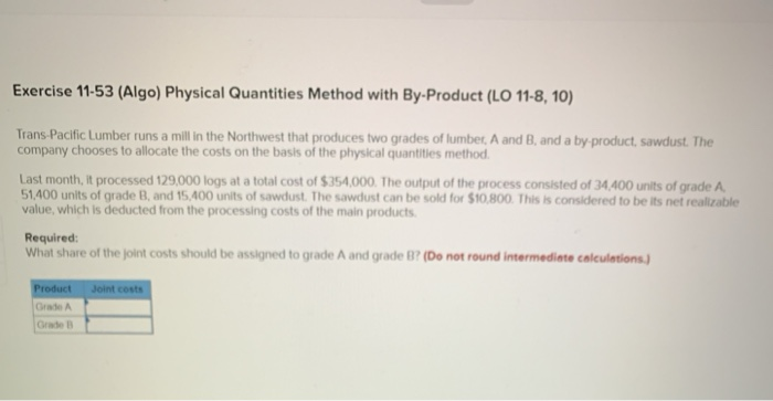 Solved Exercise 11-53 (Algo) Physical Quantities Method with | Chegg.com