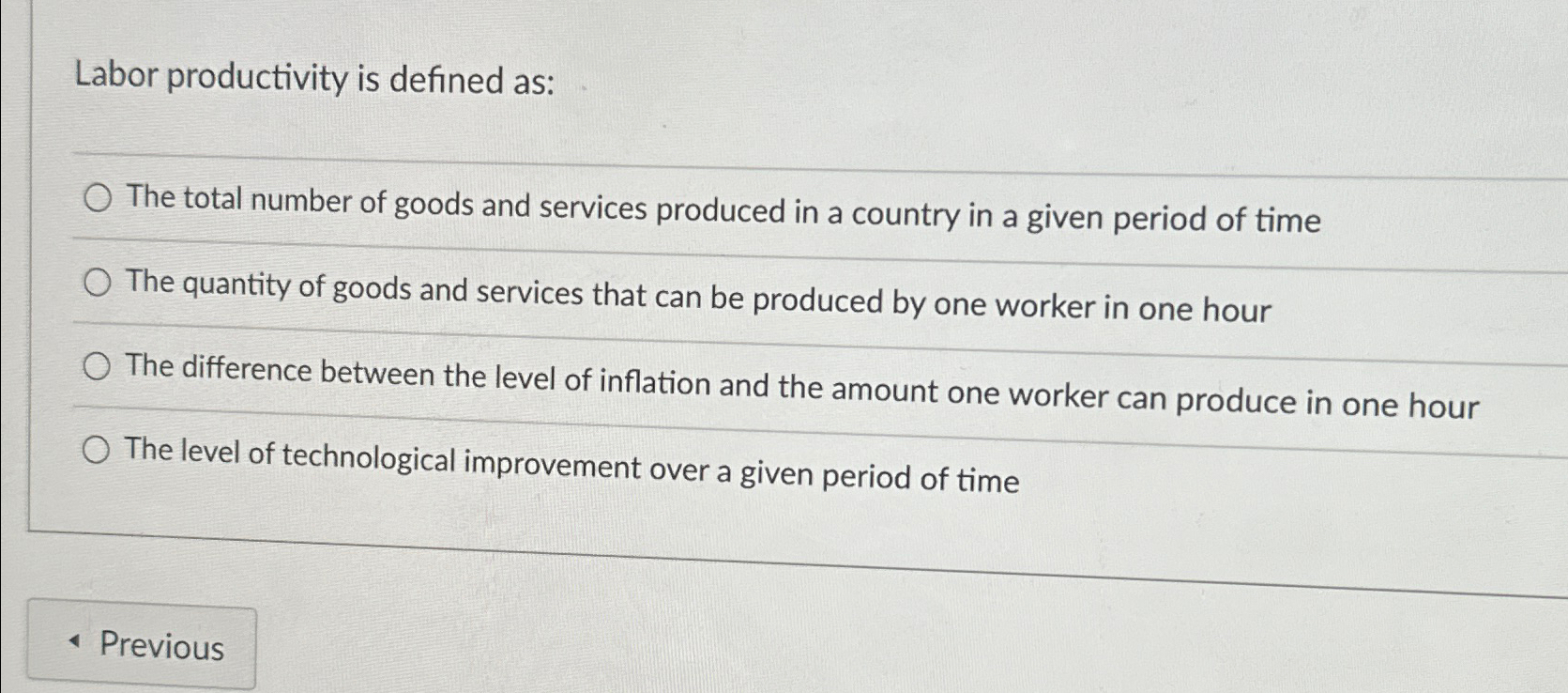 Solved Labor productivity is defined as:The total number of | Chegg.com