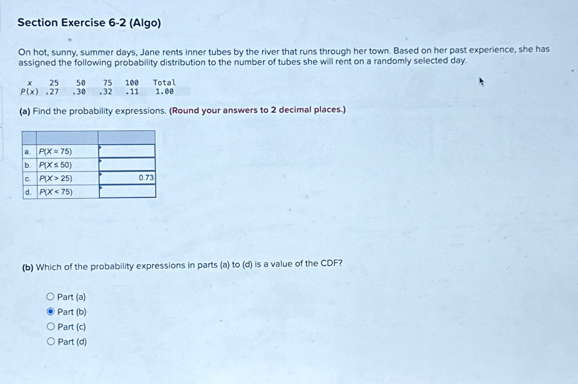 Solved Section Exercise 6-2 (Algo)On hot, sunny, summer | Chegg.com