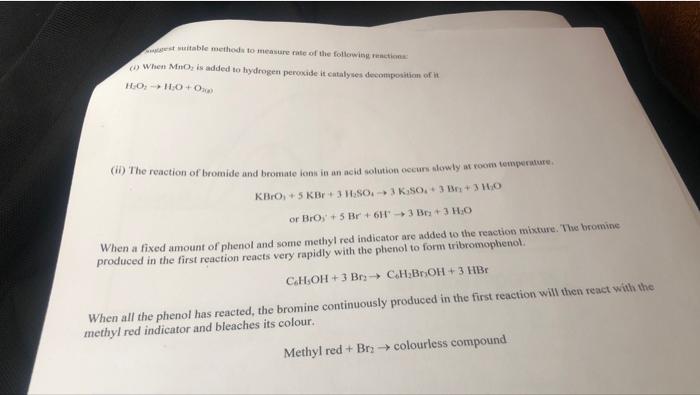 Solved gest suitable methods to measure rate of the | Chegg.com