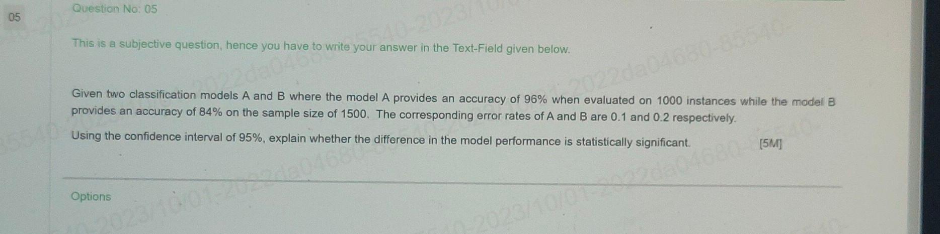Solved Question No: 05 This is a subjective question, hence | Chegg.com Solved Question No: 05 This is a subjective question, hence | Chegg.com