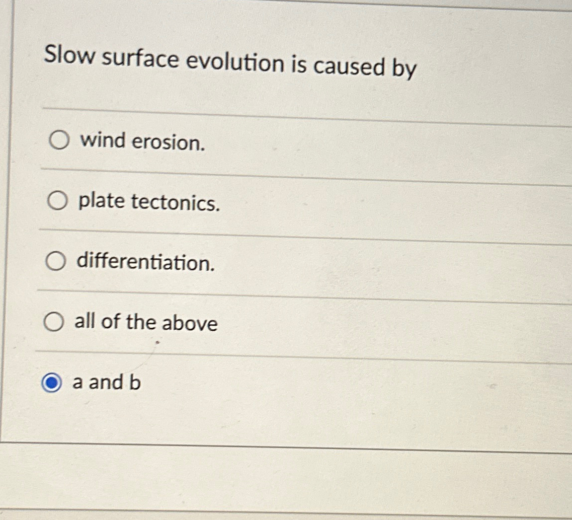 Solved Slow surface evolution is caused bywind erosion.plate | Chegg.com