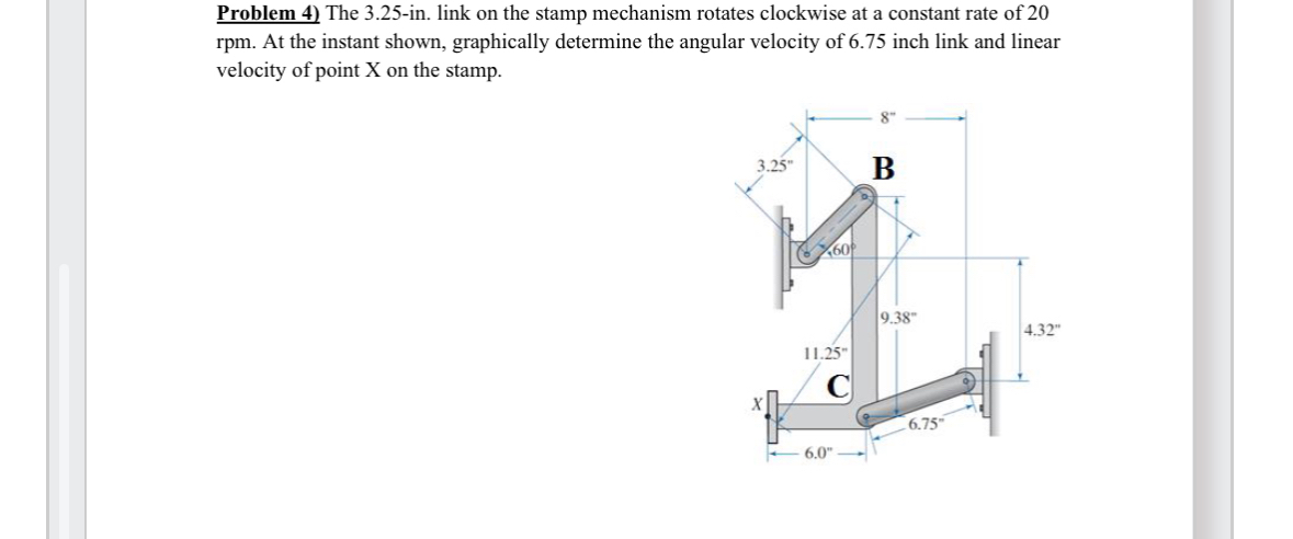 Solved Problem 4) ﻿The 3.25-in. ﻿link on the stamp mechanism | Chegg.com