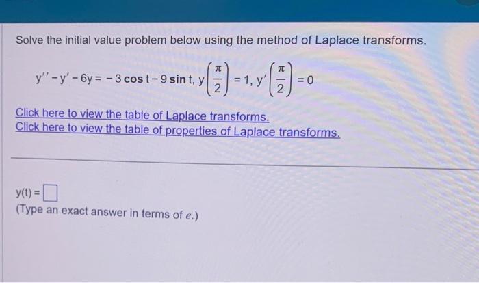 Solved Solve the initial value problem below using the | Chegg.com