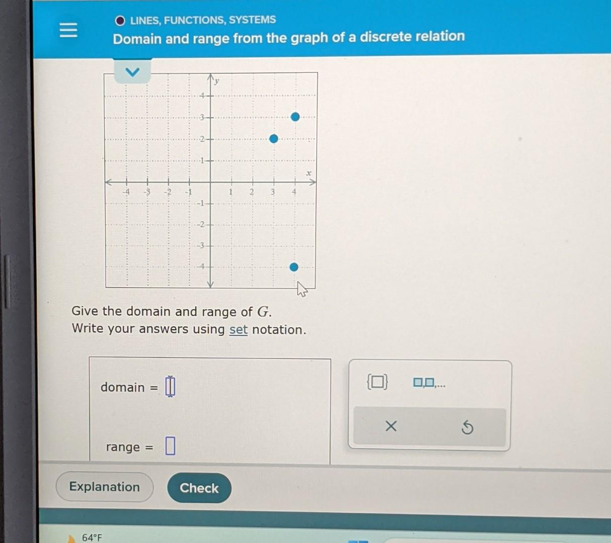 Solved LINES, FUNCTIONS, SYSTEMS Domain and range from the | Chegg.com Solved LINES, FUNCTIONS, SYSTEMS Domain and range from the | Chegg.com