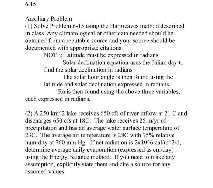 Solved Auxiliary Problem (1) Solve Problem 6-15 using the | Chegg.com Solved Auxiliary Problem (1) Solve Problem 6-15 using the | Chegg.com