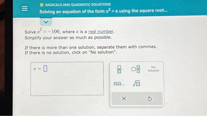 Solved O RADICALS AND QUADRATIC EQUATIONS Solving an | Chegg.com