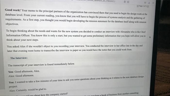 Solved Purpose: You are reviewing your interview transcript | Chegg.com