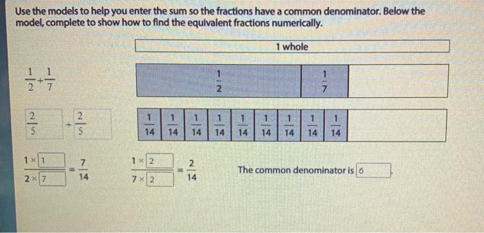Solved Use the models to help you enter the sum so the | Chegg.com