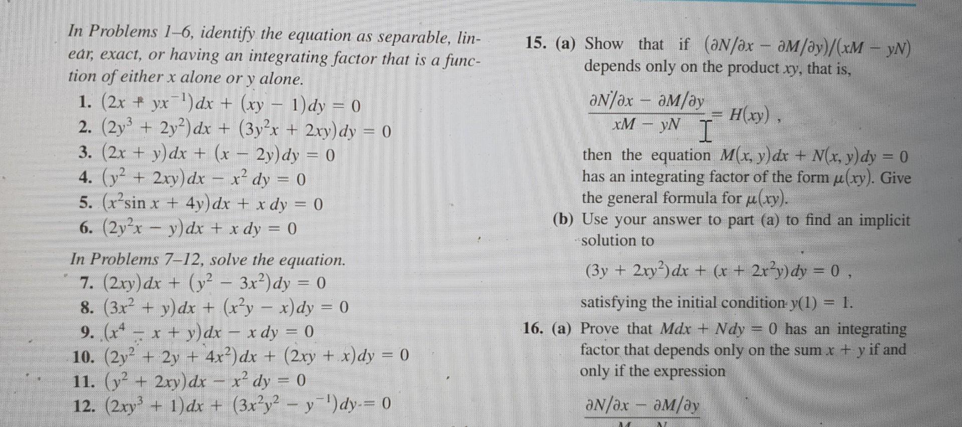 Solved In Problems 1-6, identify the equation as separable, | Chegg.com