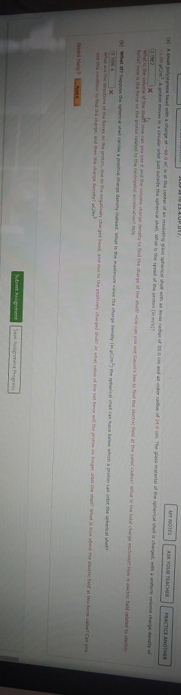 Solved MY NOTES Need Help? Assignment Progress | Chegg.com