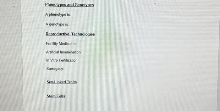 Solved Phenotypes and Genotypes A phenotype is: A genotype | Chegg.com