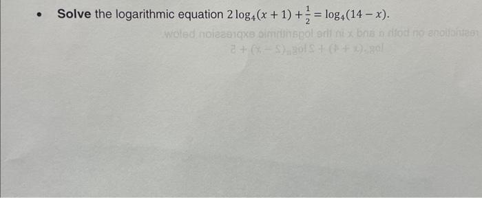Solved Solve the logarithmic equation | Chegg.com