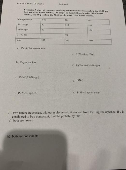 Solved PRACTICE PROBLEMS WEEKS Basic prob 1. Scenario: A | Chegg.com