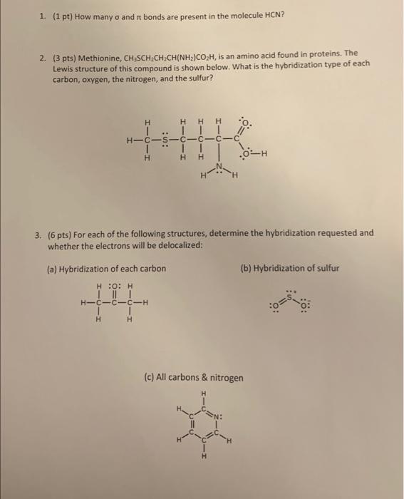 Solved 1. (1 pt) How many o and bonds are present in the | Chegg.com