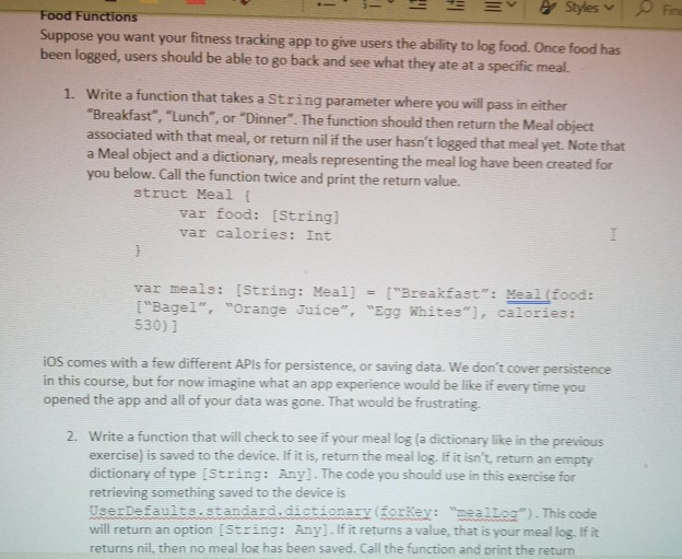 Solved LI Styles Food Functions Suppose you want your | Chegg.com