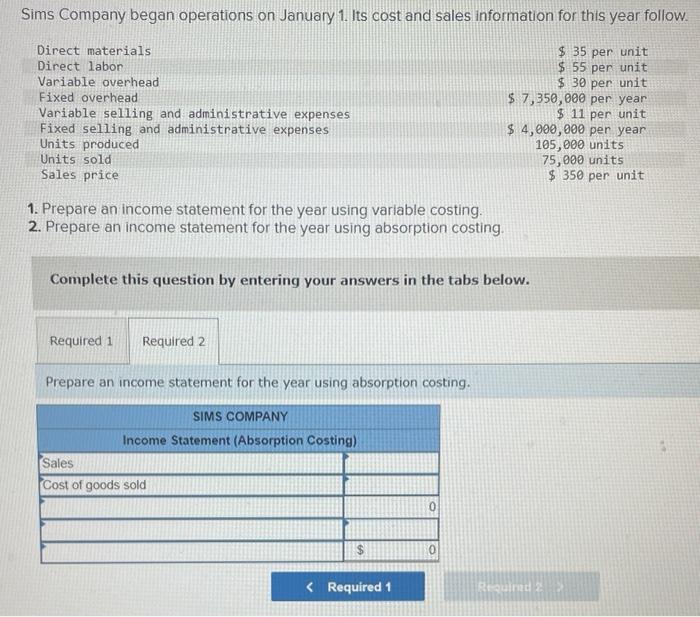 Solved 1 Prepare An Income Statement For The Year Using