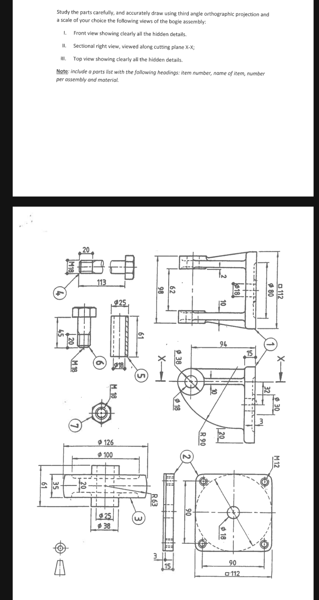 Study the parts carefully, and accurately draw using | Chegg.com