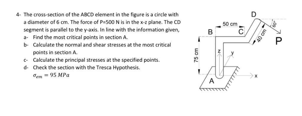 Solved 4- The cross-section of the ABCD element in the | Chegg.com