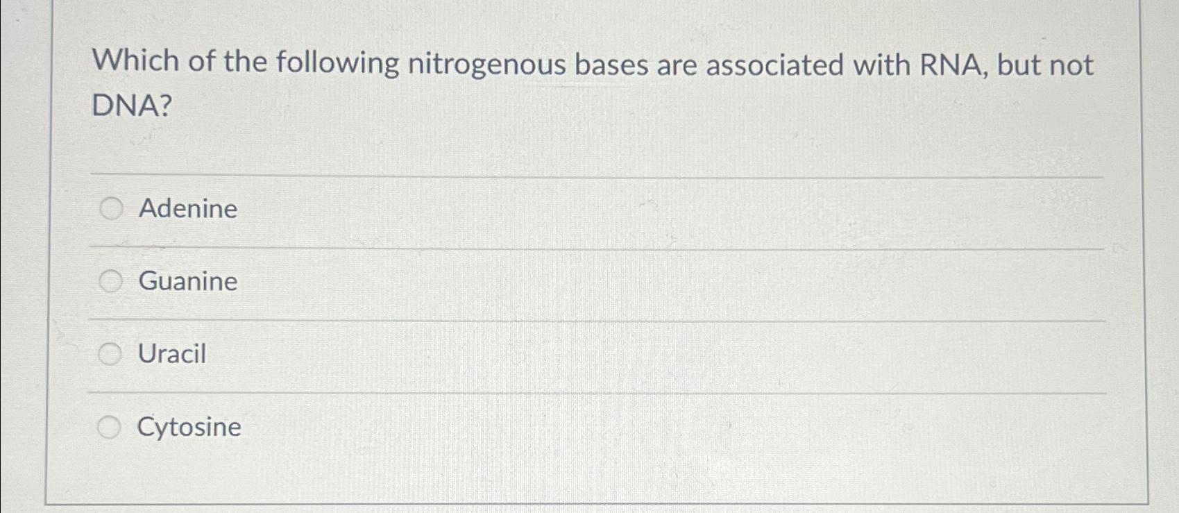 Solved Which of the following nitrogenous bases are | Chegg.com
